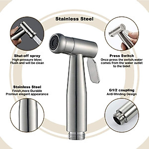 Handheld Bidet Sprayer,Bidet Sprayer Toilet Sprayer/Hand-held Stainless Steel Sprayer with Hook, Easy to Install, for Personal Hygiene and Bedpan WC Sprayer