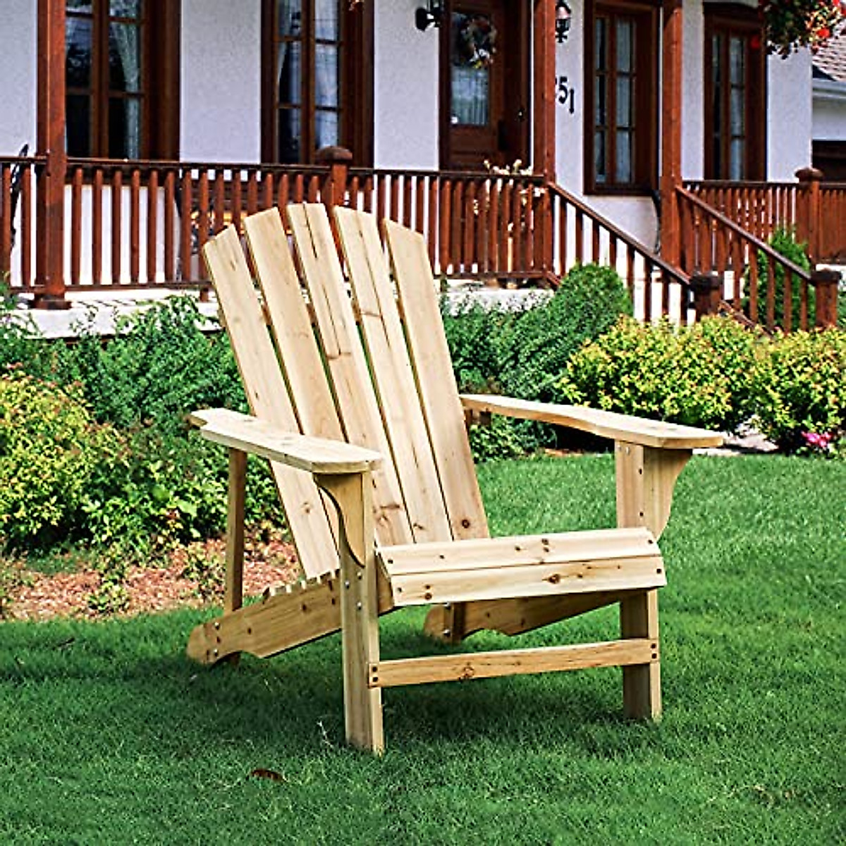 PatioFestival Wood Adirondack Lounger Chair,Outdoor Fir Unpainted Wooden Chairs,Accent Furniture for Yard,Patio,Garden,Lawn w/Natural Finish (Adirondack Chair)