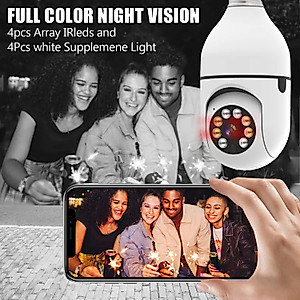 GULZIIYA Wireless WiFi Light Bulb Camera 1080P Outdoor, 2023 New Upgrade 360° Indoor Socket Security Cameras for Home Security with 2-Way Audio, Real-time Motion Detection, Color Night Vision