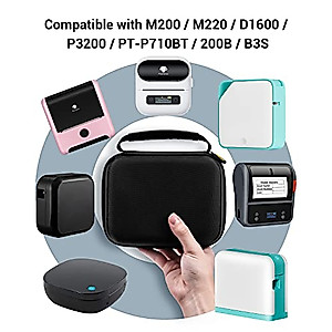 Memoking Case for M220 M200 Label Maker Portable Bluetooth Thermal Label Printer,Case for M200 M220 Label Printer - Storage Holder Tape Paper Roll & USB Cable, Black (Box Only)