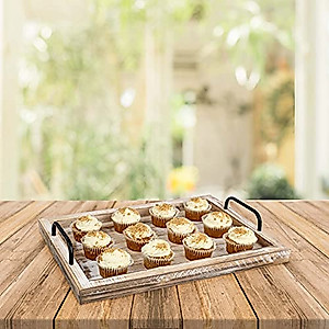 Creekview Home Emporium Wood Serving Trays - 2pk Nesting Serving Trays with Handles Decorative Wooden Serving Tray Set