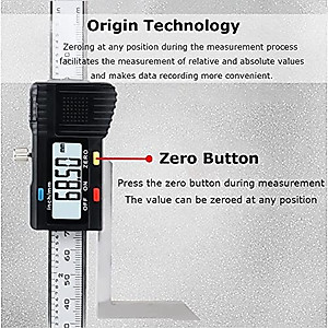 Digital Elevation Marker with Measuring Height 150mm, Magnetic Feet, Millimeter/Inch Conversion, Stainless Steel Base, Depth Gauge Measuring Gauge for Marking On Workpieces
