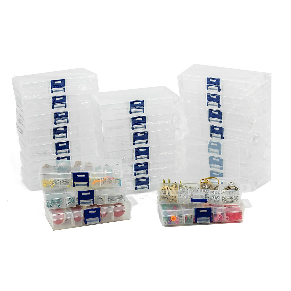 Element 115 25-Pack Small Plastic Storage Box Case Container Snackle Box 10 Grid (2.6" x 5") for Beads, Tackle Box, Fishing Hooks, Bobs, Buttons, Jewelry (Grid Size is .93" x 1.17") Pack of 25