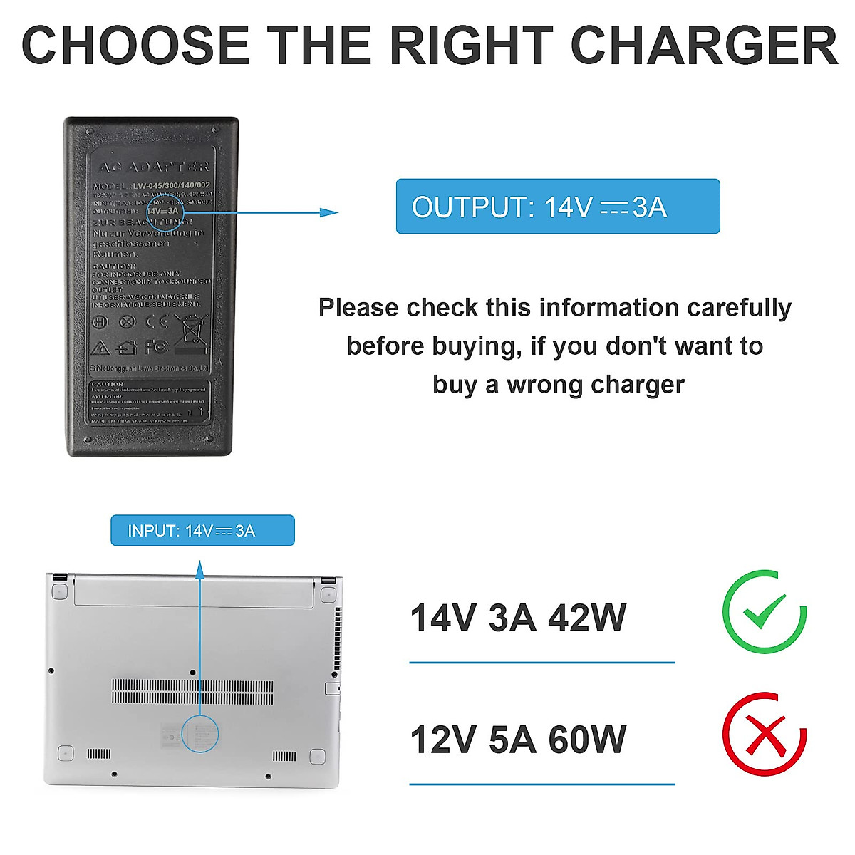 ARyee 14V 3A AC Adapter Power Charger Compatible with Samsung S27a350h S20D340H S20D340HY S22D300BY S22D300HY S22D300NY S22D340HY S24D300HL S24D340H S24D340HL TFT LCD Monitor(6.0 X 4.4mm)