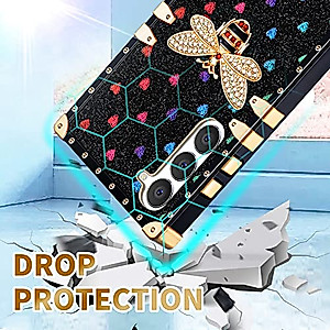 Loheckle for Samsung Galaxy S23 Plus Case for Women, Designer Square Cases for Samsung S23 Plus Case with Ring Stand Holder and Lanyard, Stylish Bees Luxury Cover for Galaxy S23+
