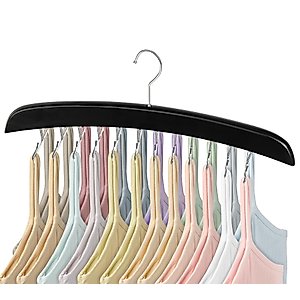 Tank Top Hanger, Bra Hangers for Closet Organizer 360° Rotating 24 Foldable Metal Hooks Tie Rack Hanger for Men Space Saving Non-Slip Hanging for Camisoles Belts Bathing Suit Scarves 1 Pack