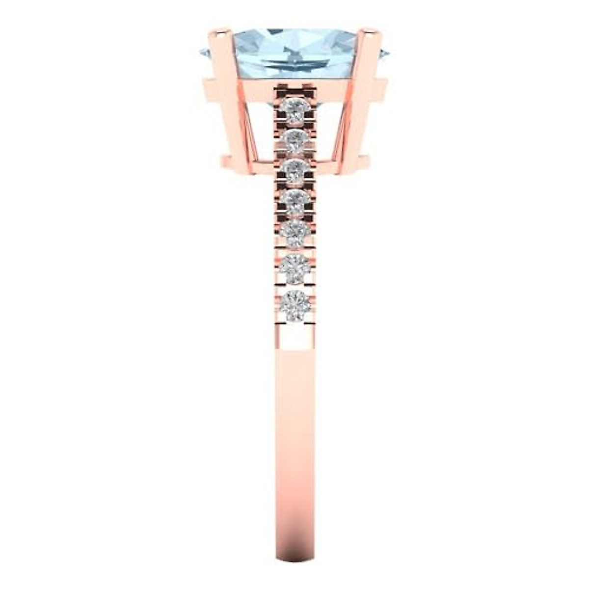 Clara Pucci 2.65ct Oval Cut Solitaire W/Accent Natural Swiss Blue Topaz VVS1 Wedding Anniversary Bridal Ring 18k Rose Gold 3.5
