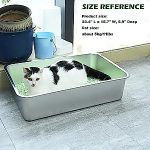 hannger Stainless Steel Cat Litter Box, 4 Pack Extra Large High Sided Cat Litter Box, Metal Litter Box for Cats and Rabbit, Odor Control Litter Pan, Easy to Clean, 23.4" L x 15.7" W, 5.9" Deep