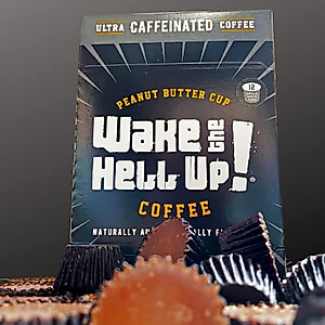Wake The Hell Up!® Peanut Butter Cup Flavored Single Serve Coffee Pods Of Ultra-Caffeinated Coffee For K-Cup Compatible Brewers | 12 Count, 2.0 Compatible