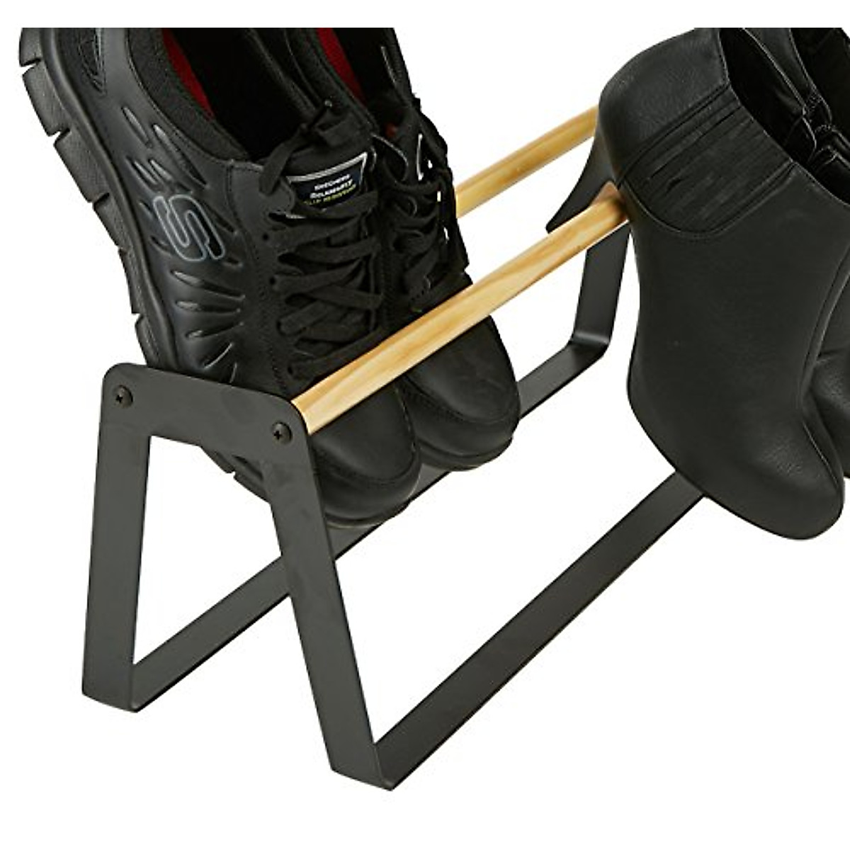 Mind Reader Shoe Rack, Slipper Rack, Shoe Organizer Stand for Heels and Sneakers, Black