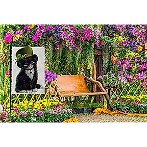AOYEGO St Patricks Cat Garden Yard Flag 12.5"x 18" Double Sided Polyester Leprechaun House Flag Banners for Patio Lawn Outdoor Home Decor
