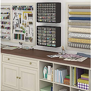 Akro-Mils 10164 64 Drawer Plastic Parts Storage Hardware and Craft Cabinet, 20" x 15.75", Black