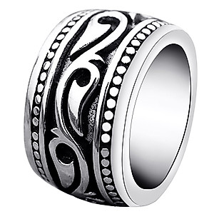 Trendy Wide Stainless Steel Celtic Band Thumb Ring for Men Manly Vintage Punk Biker Jewely Size 8