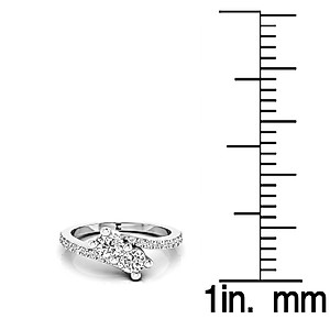 Dazzlingrock Collection 1.00 Carat (ctw) 14K Round Diamond Ladies Two Stone Bridal Engagement Ring 1 CT, White Gold, Size 4.5