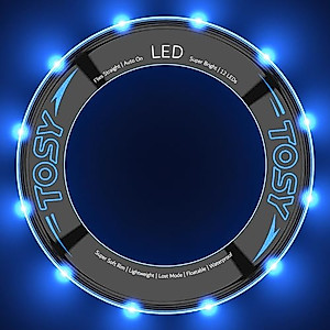 TOSY Flying Ring - 12 LEDs, Super Bright, Soft, Auto Light Up, Safe, Waterproof, Lightweight Frisbee, Cool Birthday, Camping, Easter Basket Stuffers & Outdoor/Indoor Gift Toy for Boys/Girls/Kids