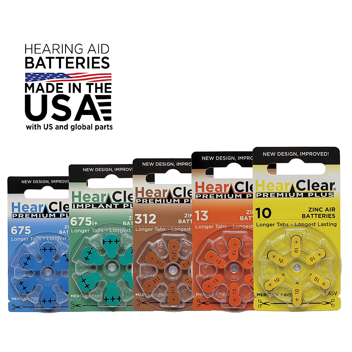 Hear Clear Size 675P Cochlear Implant Hearing Aid Batteries (60 Pack) + Battery Holder Keychain