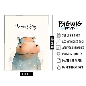 BigWig Prints Safari Nursery Decor - Baby Animal Wall Art, Jungle Nursery Posters, Safari Room Decorations for Boys, Inspirational Animal Art for Baby Rooms - Unframed Set of 6 (8x10)