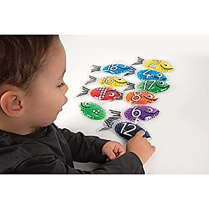 TickiT Rainbow Gel Number Fish - Set of 21 - 7 Colors - Teach Counting 0-20 with Numbers and Subitized Dots - Sensory Manipulative