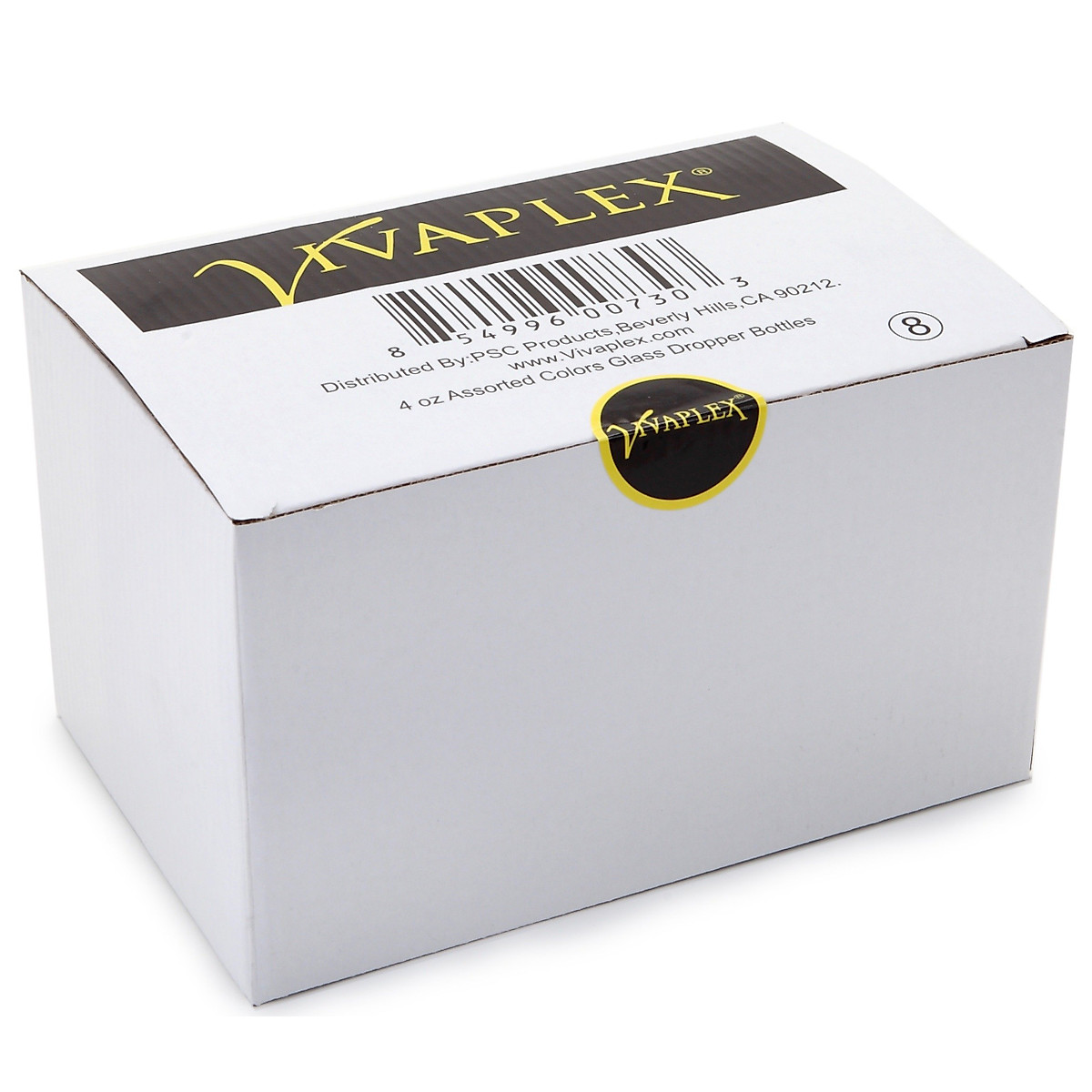 Vivaplex, 8, Assorted Colors, 4 oz Glass Bottles, with Glass Eye Droppers