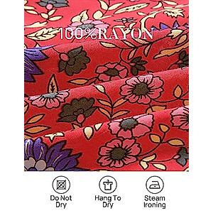 ZESICA Women's 2025 Summer Bohemian Floral Printed Elastic Waist A Line Maxi Skirt with Pockets,Floral Red,Small