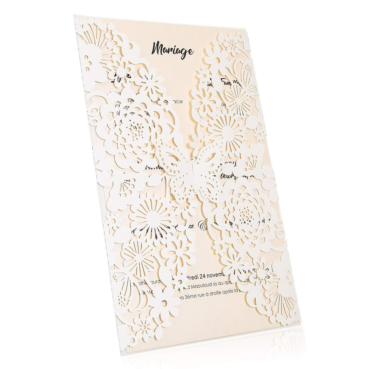 30x Pearl Paper Laser Cut Invitations,For Baby Shower,Wedding,Mother's Day,Brides Bridal Shower,Graduation Celebration, Birthday,Party Invitation,Thank You Cards (Ivory)