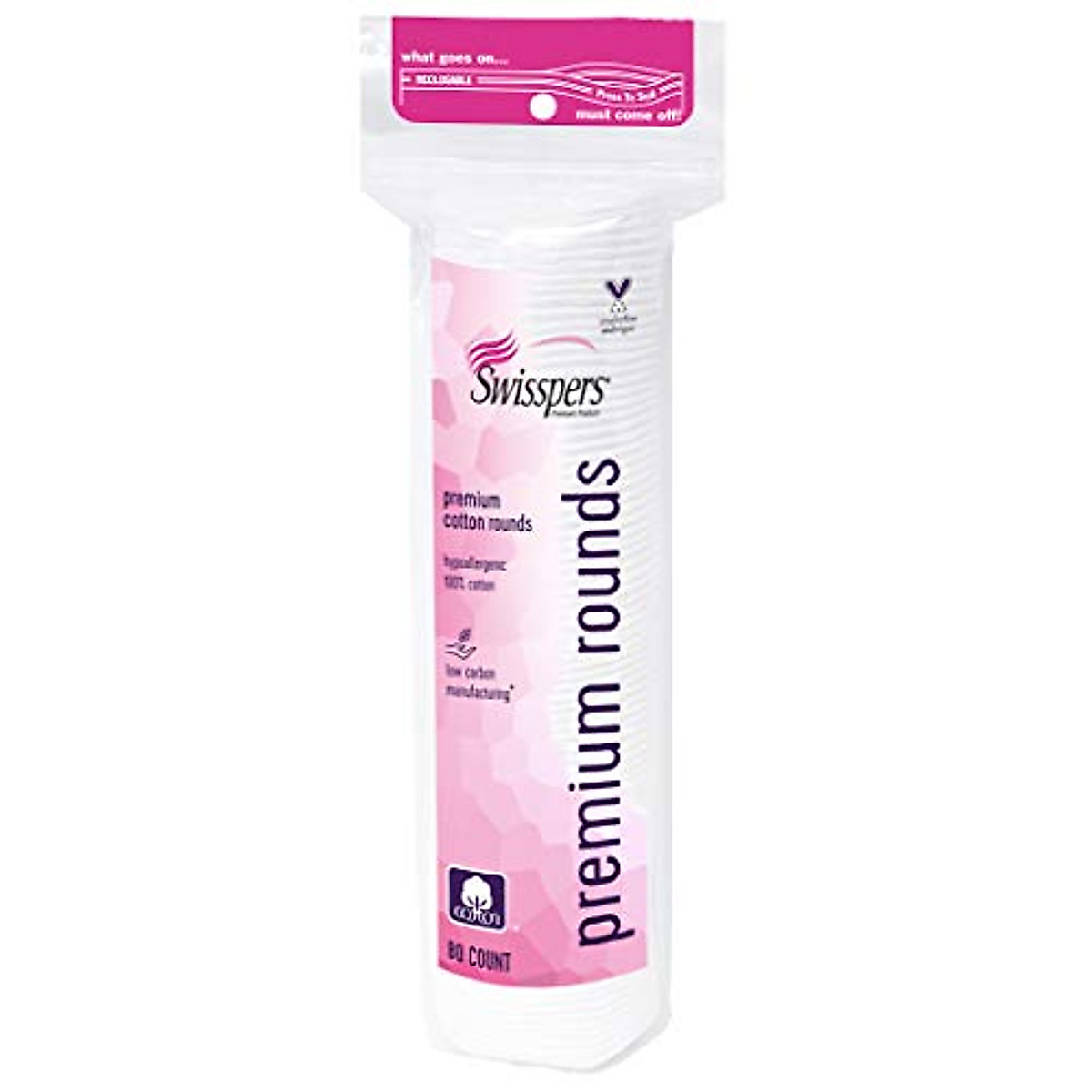Swisspers Premium Cotton Rounds, Hypoallergenic, 80 Count, Pack of 6 (480 Rounds Total)