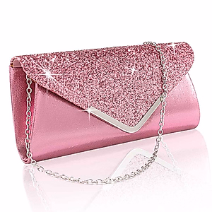 Yokawe Women Clutch Purse Evening Bag Sparkling Sequin Envelope Handbag for Wedding Party Prom Formal (Pink)
