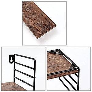 Amazon Brand – Pinzon Rustic Floating Shelves Wall Mounted, Wall Storage Shelf for Living Room Kitchen Office, Brown (Set of 3)