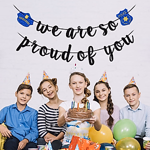 We are so Proud of You Banner, Police Academy Graduation Banner, Congrats Officer, NO-DIY Police Retirement Banner, Glitter Police Birthday Party Decorations