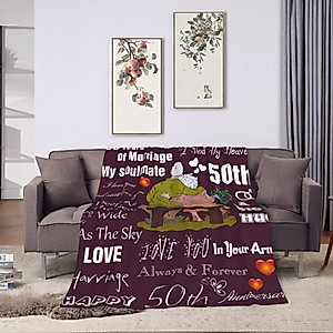 50th Anniversary Blanket Gifts, I Love You Gifts for Her Wedding Anniversary, Happy Birthday Gift for Wife from Husband Ideas, Unique Gifts for Wife Who Has Everything, W50 xL60