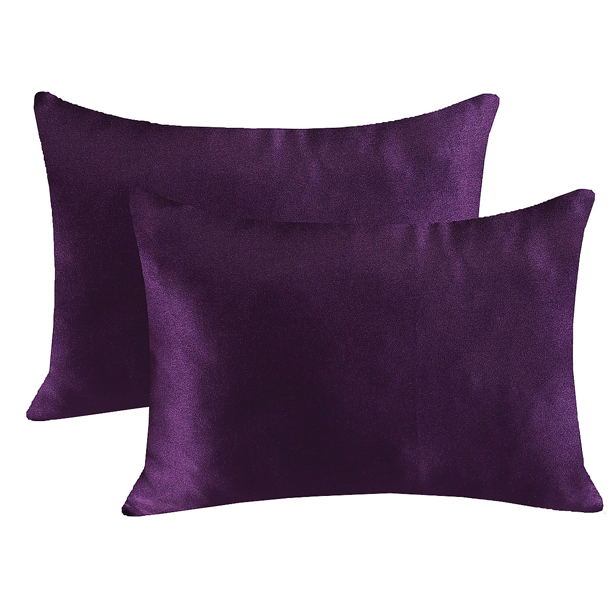 EHP Super Soft & Silky 2 Piece Satin Toddler Pillowcases, Zipper Closure, Travel and Nursery Pillowcases (13" X 18", Purple)