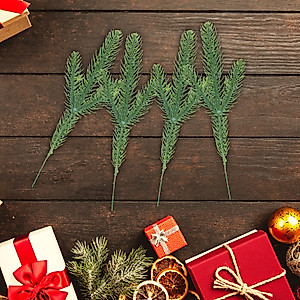 Hananona 50 Pcs Artificial Pine Branches Green Plants Pine Needles DIY Accessories for Garland Wreath Christmas and Home Garden Decor (50, Green)