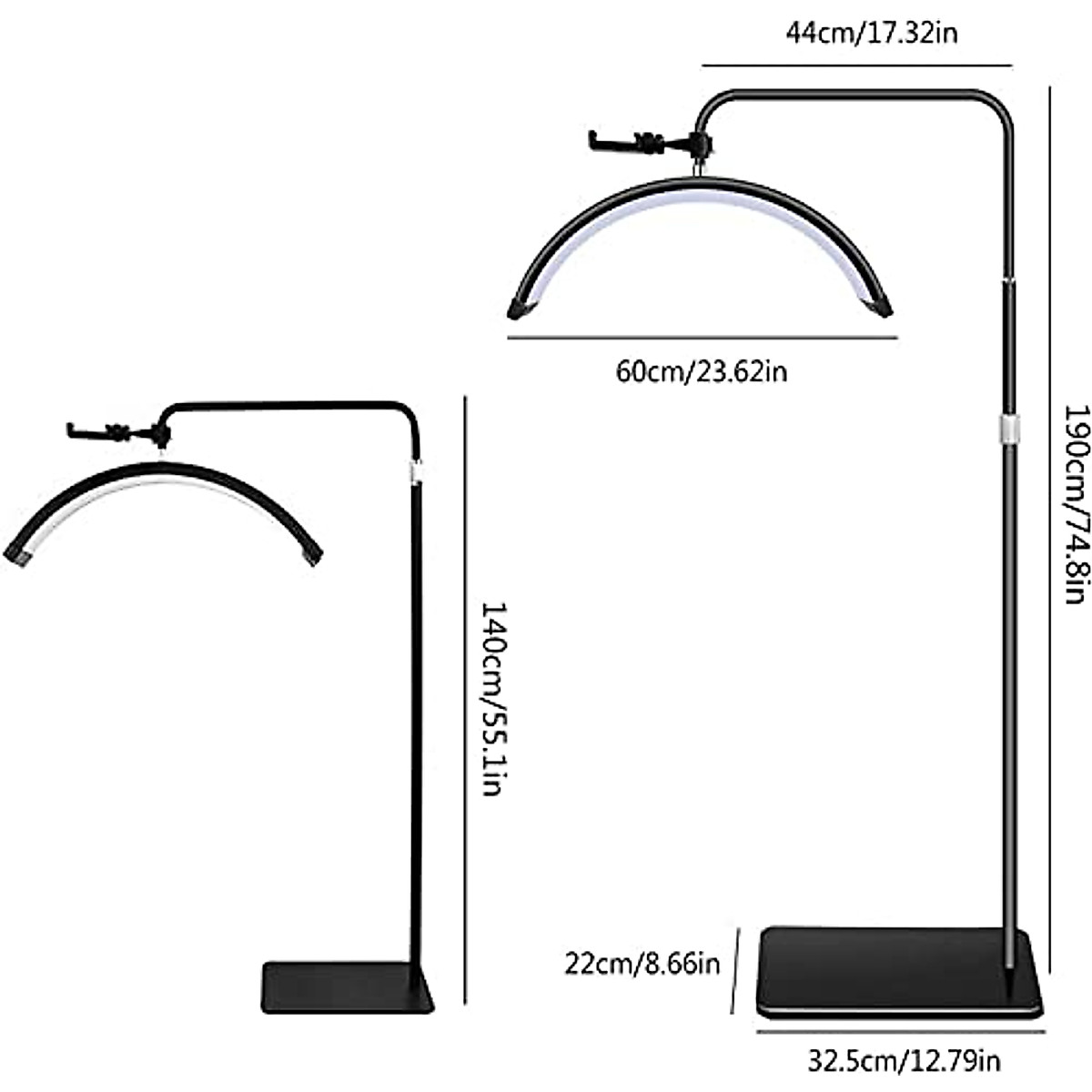 QQXX LED Floor Half Moon Lash Light Floor Lamp for Reading,Eyelash Extensions LED Floor Light，Lash Lamp,Adjustable Standing Lamp with Remote,Tattoo Light,Salon Cosmetic SPA Pmu Lamp , White