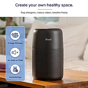 LEVOIT Air Purifier for Home Allergies Pets Hair in Bedroom, Black & Air Purifiers for Bedroom Home, HEPA Filter Cleaner with Fragrance Sponge for Better Sleep, Filters Smoke, Allergies, Black