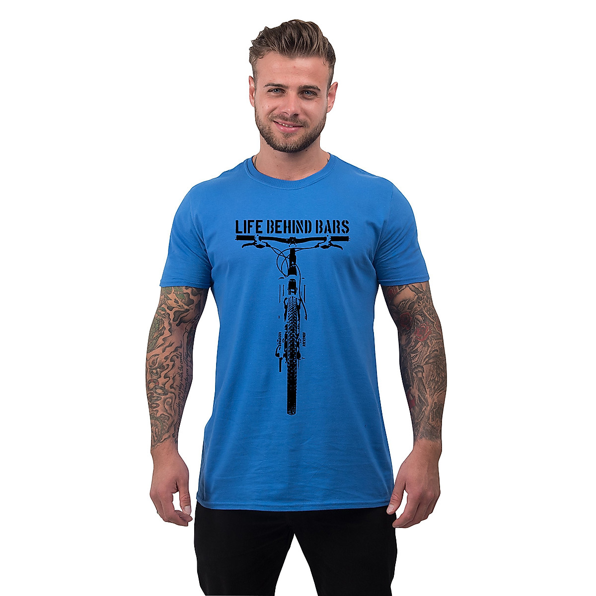 Mountain Bike Shirts for Men - MTB Shirt Gifts for Mountain Bikers Life Behind Bars Tshirts Royal-L