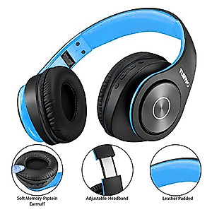 TUINYO Bluetooth Headphones Wireless, Over Ear Stereo Wireless Headset 35H Playtime with deep bass, Soft Memory-Protein Earmuffs, Built-in Mic Wired Mode PC/Cell Phones/TV