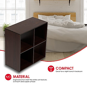 Home Basics Open and Enclosed Cube MDF Storage Organizer, Espresso (4 Cube)