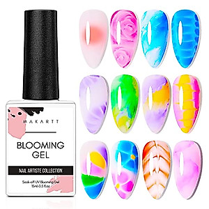 Makartt Clear Blooming Gel 15ml UV LED Soak Off Nail Art Polish for Spreading Effect Marble Nail Polish Gel Paint Nail Designs for DIY Spring Summer Color Flower Watercolor Magic Beauty Gift