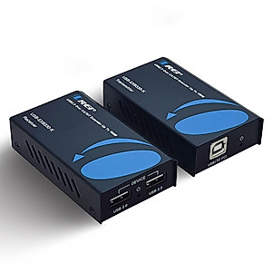 OREI USB Over Ethernet Extender Upto 330 Feet - Extends USB 2.0 Signals Over LAN Ethernet with 2 Ports - Power Over Cable, Long Distance Extension & Support for All Operating Systems (USB-EXB330-K)