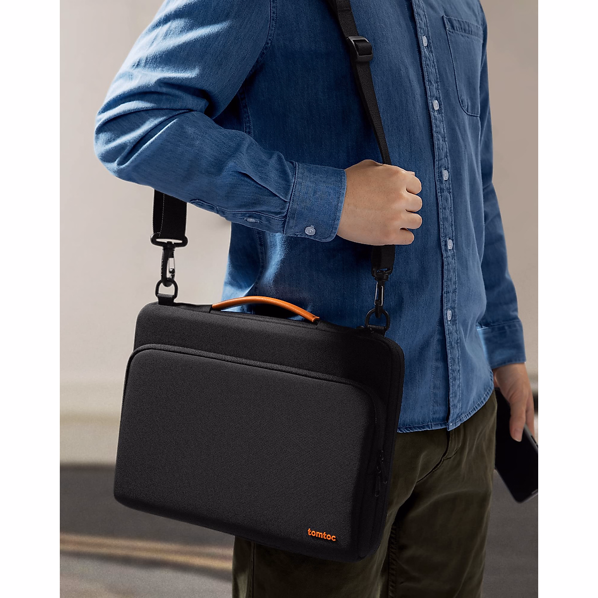 tomtoc 360 Protective Laptop Shoulder Bag for 14-inch MacBook Pro M4/M3/M2/M1 Pro/Max A3112/A3401/A3185 2024-2021, Water-Resistant Carrying Case for 13.5-14.4 Inch Microsoft Surface Laptop 6/5