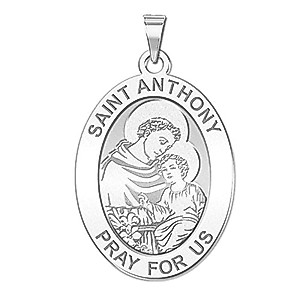 PicturesOnGold.com Saint Anthony Religious Medal - 2/3 X 3/4 Inch Size of Nickel, Sterling Silver