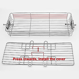 Fenteer Stainless Steel Grilling Basket Portable Air Frying BBQ Grill Rotary Oven Cage Rack Perfect for Fish, Meat, Chicken, Vegetables, Steak and More - Small for 25-30L Oven