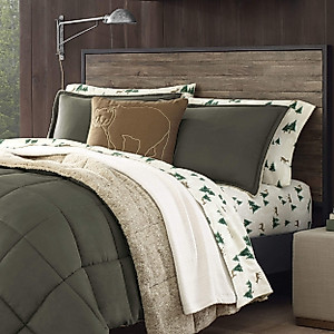 Eddie Bauer - King Comforter Set, Reversible Sherpa Bedding with Matching Shams, Cozy & Warm Home Decor (Sherwood Green, King)