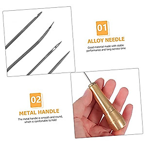 SEWACC 2 Sets Cobbler Tool Leather Tools Punch Down Tool Hand Sewing Kit Stitching Awls Canvas Tool Bag Hotfix Tool Crochet Prickers DIY Leather Craft Supplies Shoe Repair Tools Suture