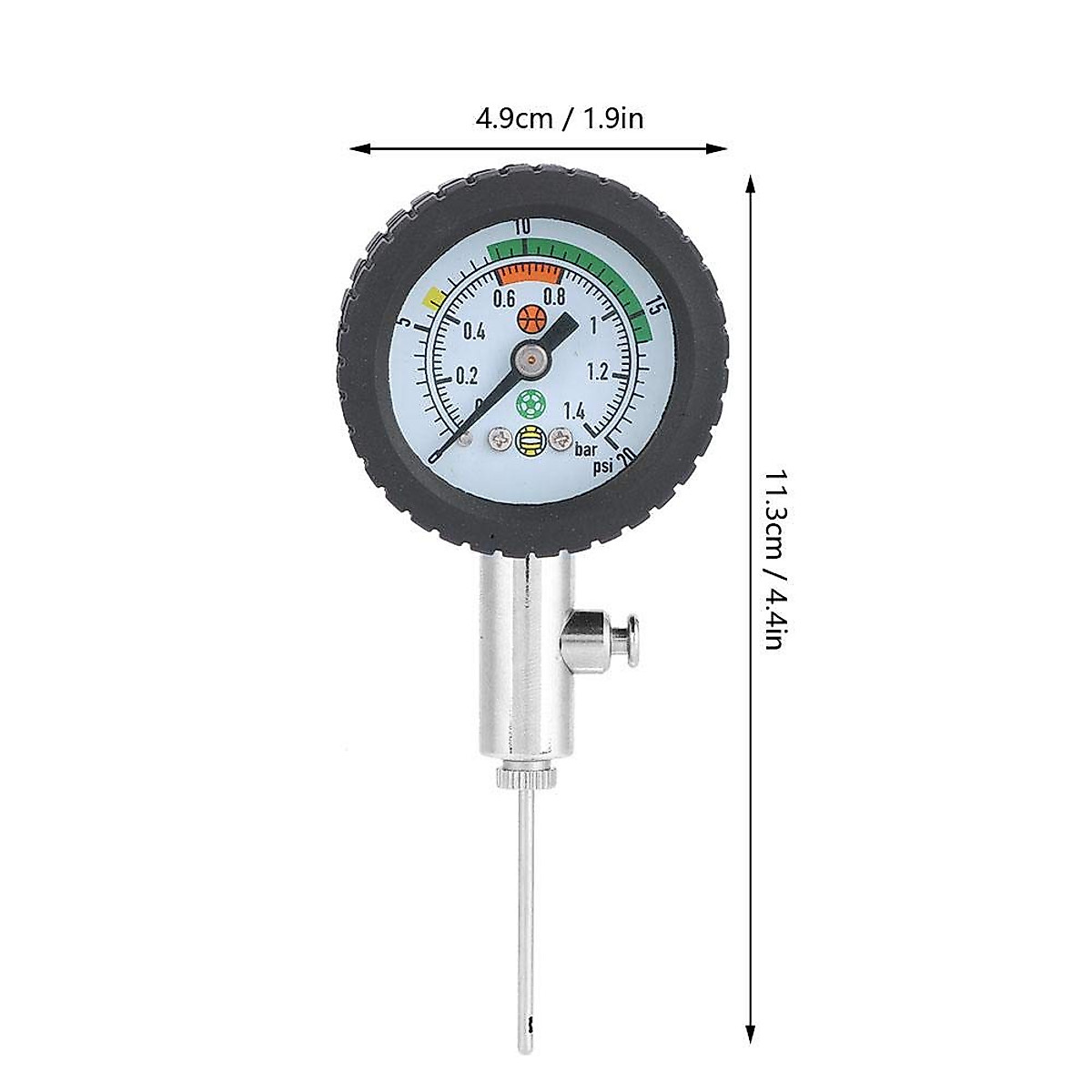 Ball Pressure Gauge Stainless Steel Accurate Air Pressure Gauge for Football Soccer Basketball Volleyball and Other Balls
