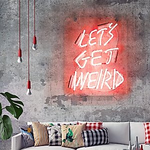 Neon Signs Let's Get Weird Pink Neon Sign for Wall Bedroom Funny Wall Sign Decor Neon Room Lights Neon Signs Girls Custom Neon Words for Home, Office, Apartment, Studio, Party, Christmas Decor