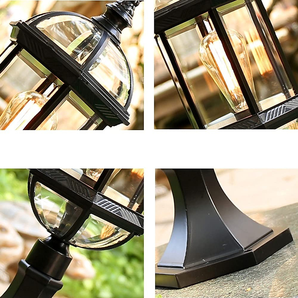 Mrdsre 3-Layer 8-inch Column Lamp Vintage Outdoor Glass LED Post Lighting Rustic Waterproof Led Pillar Wall Lamp Villas Garden Porch Home Landscape Pathway Lights