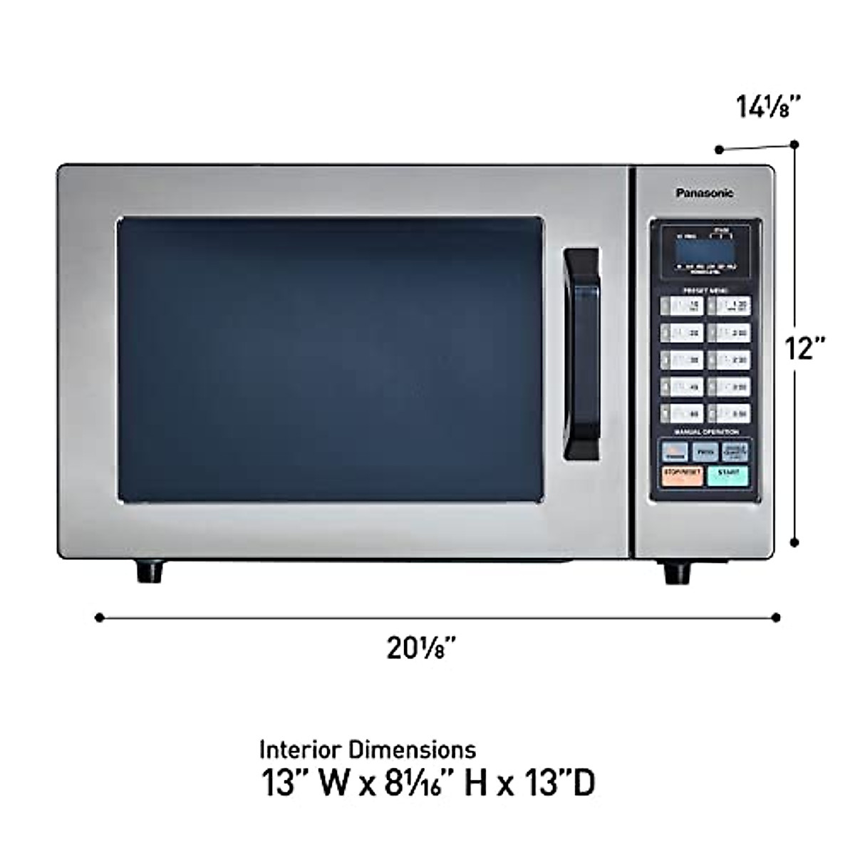 Panasonic Countertop Commercial Microwave Oven with 10 Programmable Memory and Touch Screen Control, 1000W of Cooking Power - NE-1054F - 0.8 Cu. Ft (Stainless Steel)