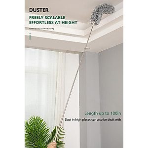SetSail Duster with Extension Pole 110-inch Extra-Long Dusters for Cleaning, Bendable Microfiber Head Washable Ceiling Fan Duster for High Ceilings, Furniture