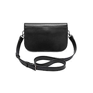 Daisy Rose Cross Body Bag with Magnet Closure - PU Vegan Leather Shoulder Bag - BLACK